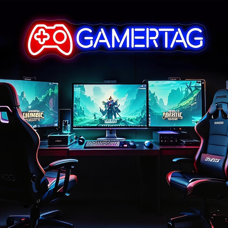 Personalized Gamer Tag Neon: Game Room Decor, Gaming Led Light ...