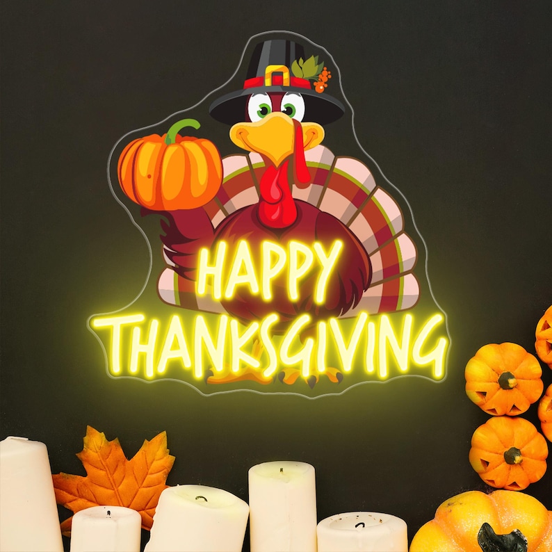 Thanksgiving Turkey LED Light Sign: Custom Thanksgiving Fall Autumn ...