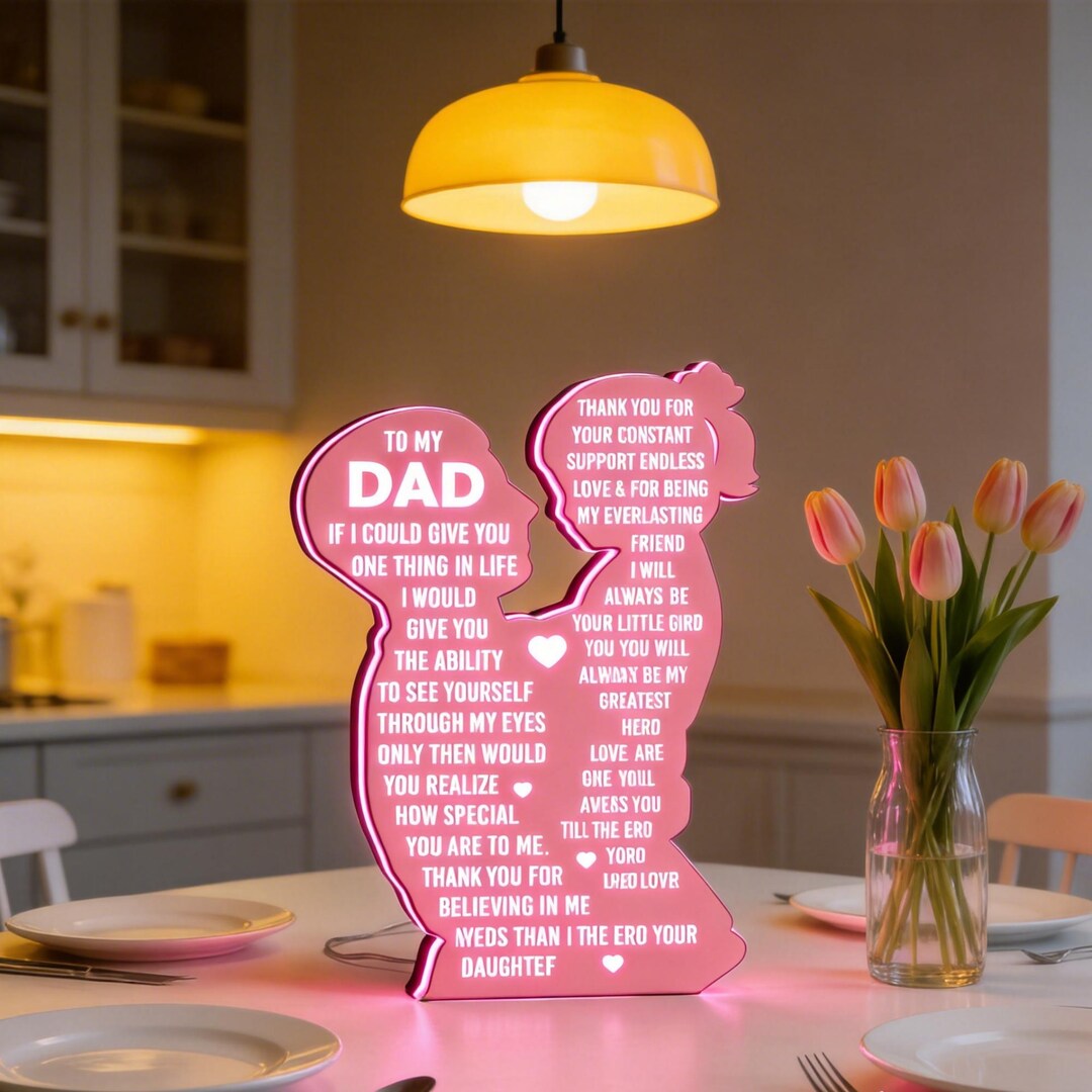 Father's Day 3D LED Lightbox, Custom "dad" Sign Gift for Dad, Custom 3D ...