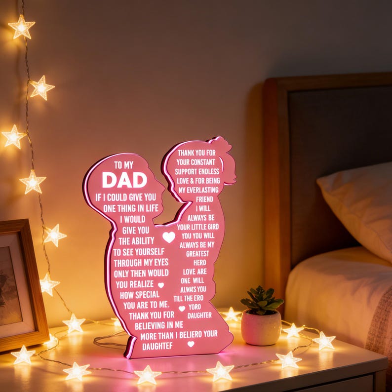 Father's Day 3D LED Lightbox, Custom "dad" Sign Gift for Dad, Custom 3D ...