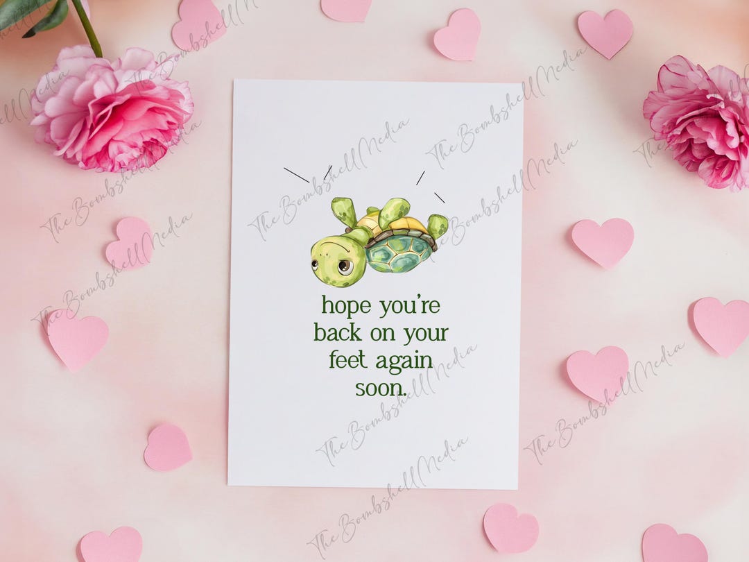 Turtle Get Well Card – Printable Encouragement Gift (instant Download ...