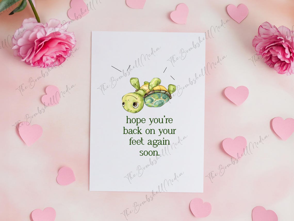 Printable Get Well Soon Card - Cute Turtle Design - Hope You're Back on ...