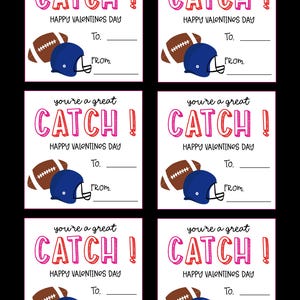 Printable Valentine Cards for Kids, Sports Design, Football Helmet and ...