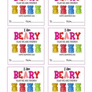 Printable Valentine Cards for Kids, Fun Gummy Bear Design, Classroom ...