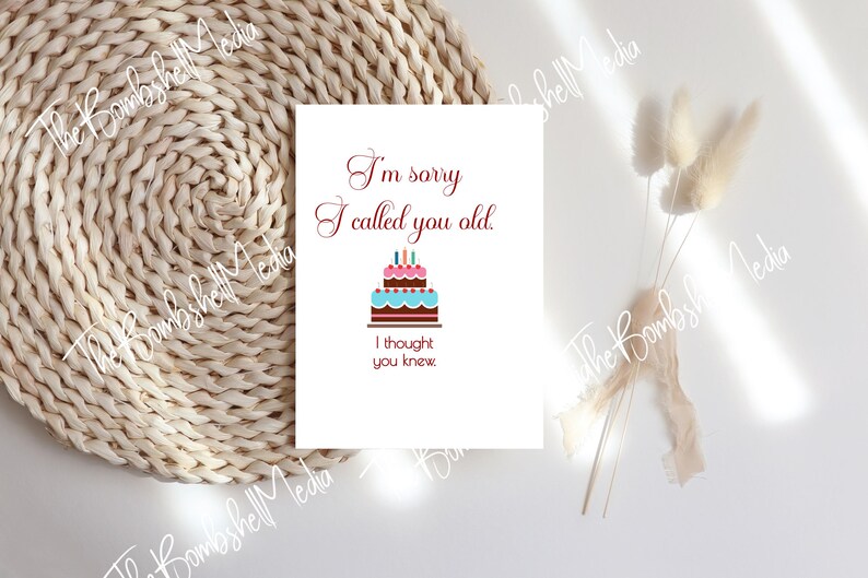 Funny Birthday Card: Cheeky Cake Design, Printable Template (digital ...