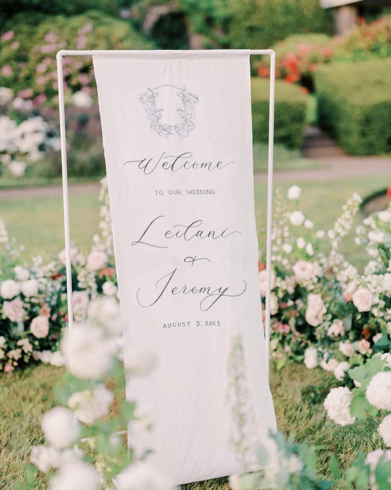 Modern Wedding Welcome Sign, Fabric Sign, Wedding Fabric Welcome Sign ...