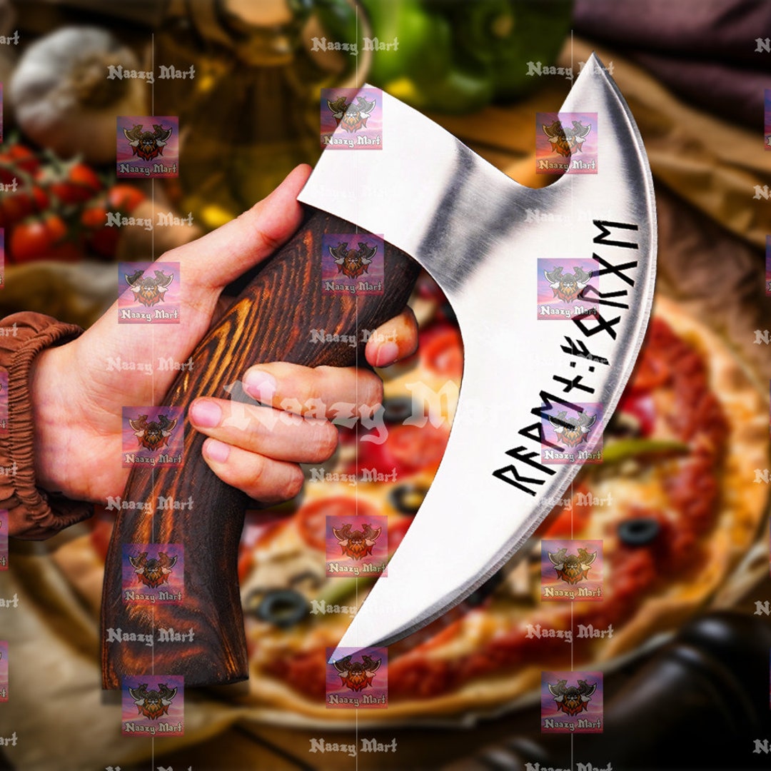 Custom Viking Pizza Cutter Axe, Black Wood Handle, Great for Kitchen or ...