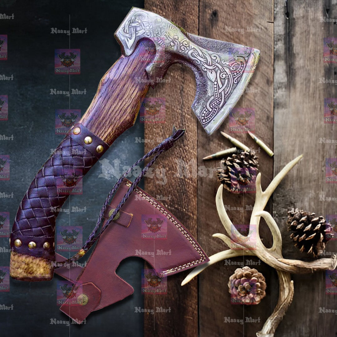 Bearded Ragnar Viking Axe, Hand Forged Camping Survival Axe With ...