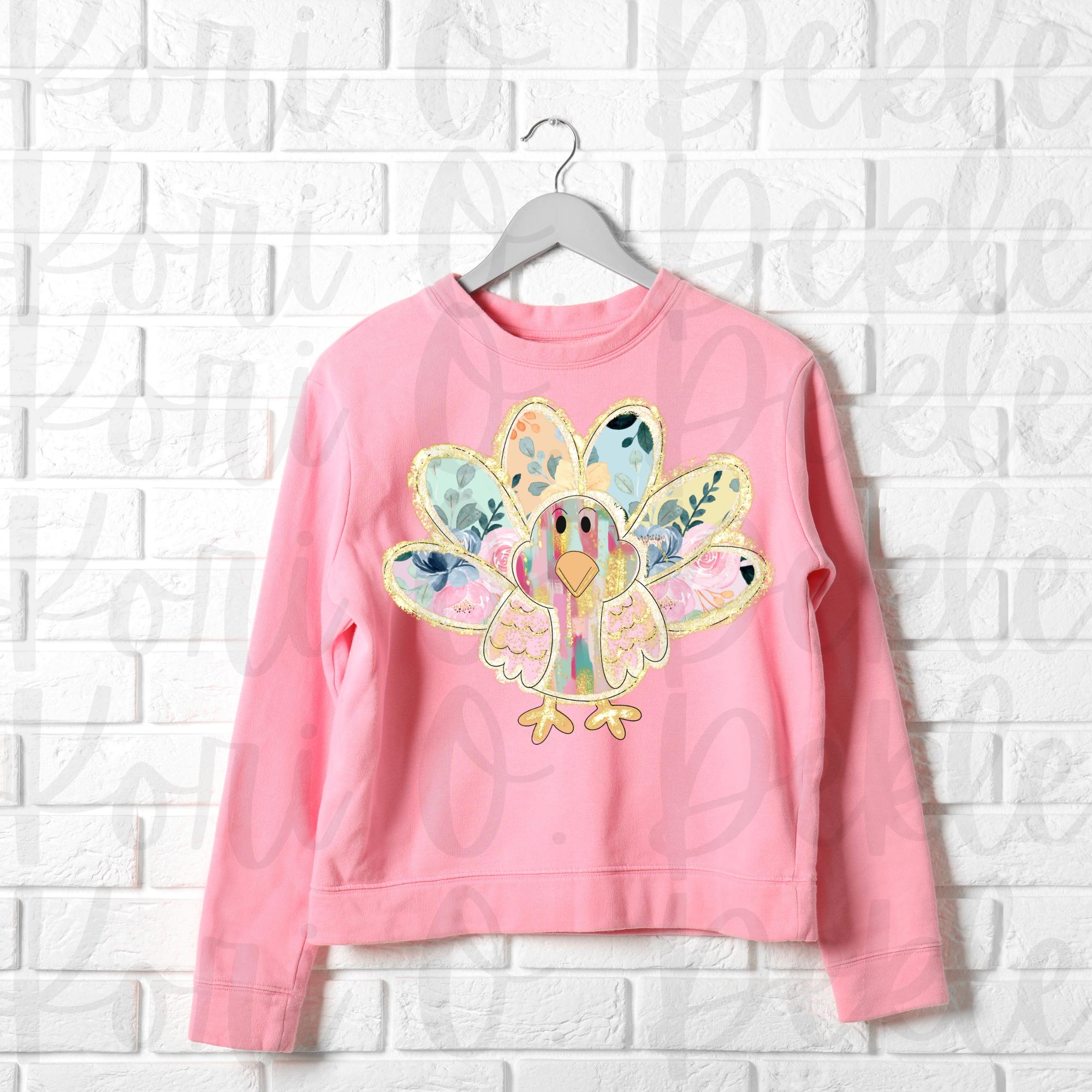 Pastel Floral Turkey Digital Download for Sublimation| Thanksgiving Png ...