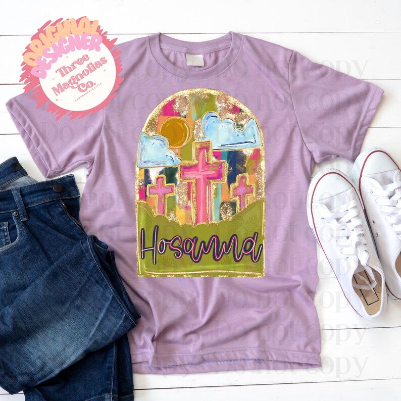 Hosanna Cross PNG: Hand-painted Christian Easter Design (digital ...