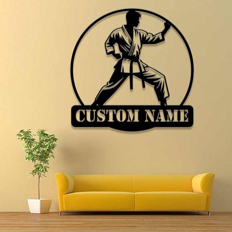 Personalized Boy Karate Metal Wall Art LED Light, Custom Martial Arts ...