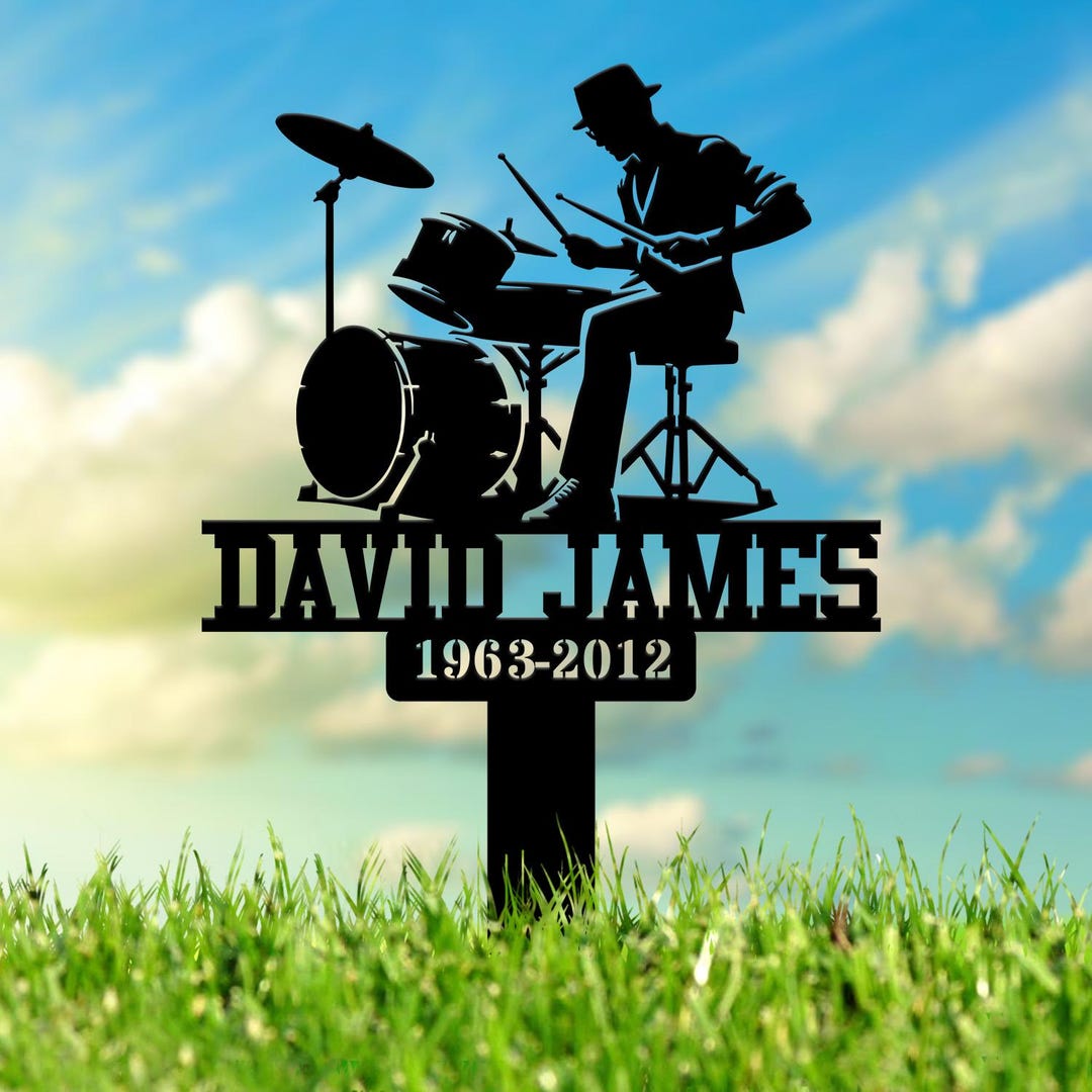 Custom Drummer Memorial Stake, Personalized Drum Player Name Sign ...