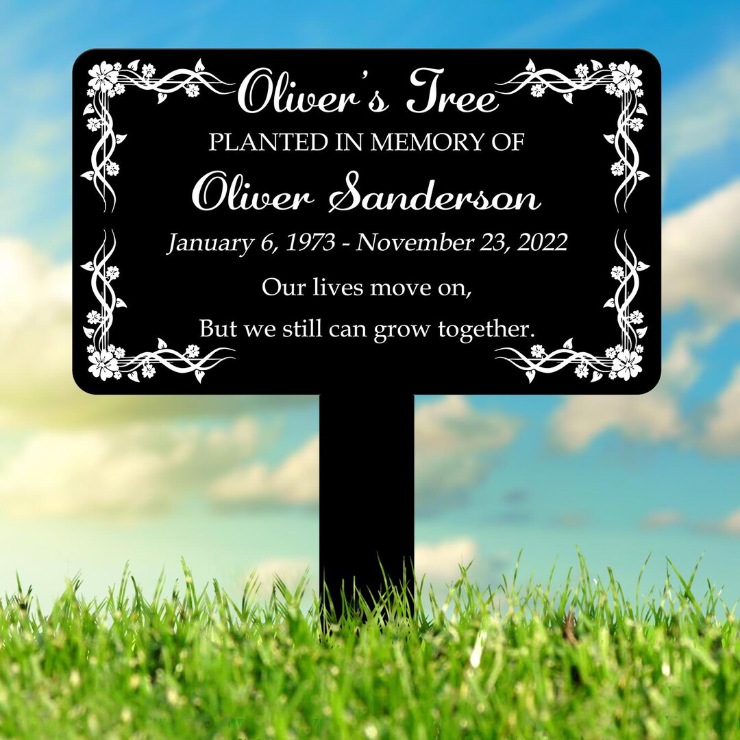 Personalized Tree Memorial Plaque Stake With Stake, Custom Metal Grave ...
