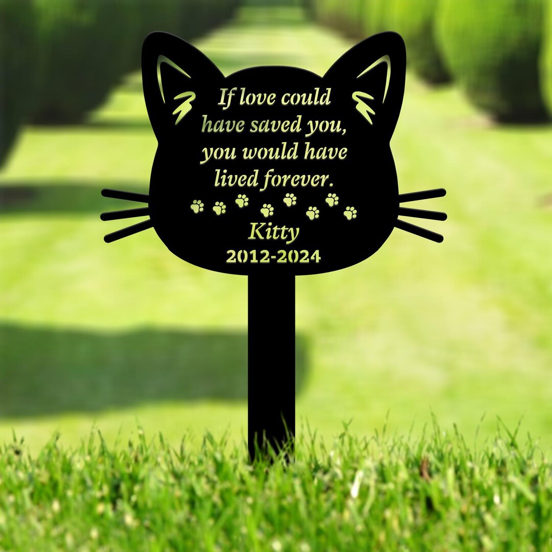 Custom Cat Memorial Stake, Metal Garden Stake, Cat Loss Sympathy Gift ...