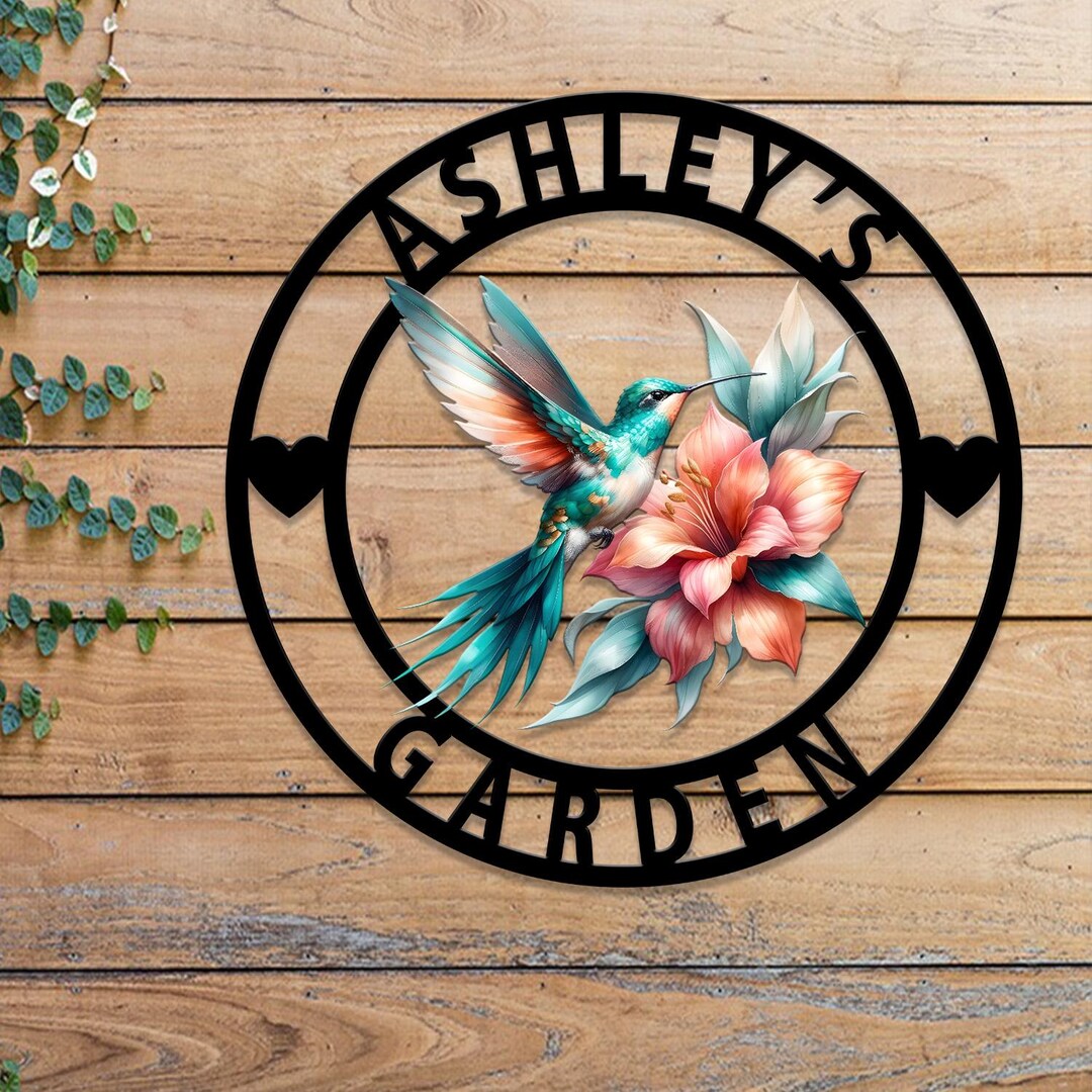 Custom Hummingbird Metal Garden Sign, Hummingbird Garden Stake ...