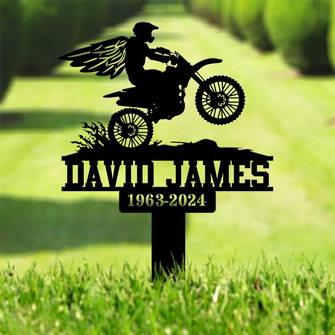 Custom Dirt Bike Motocross Memorial Metal Stake, Biker Memorial Stake ...