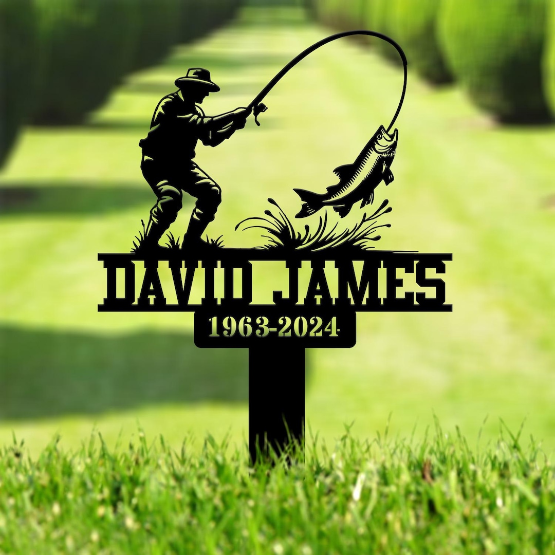 Custom Fishing in Heaven Memorial Plaque Stake, Memorial Grave Marker ...