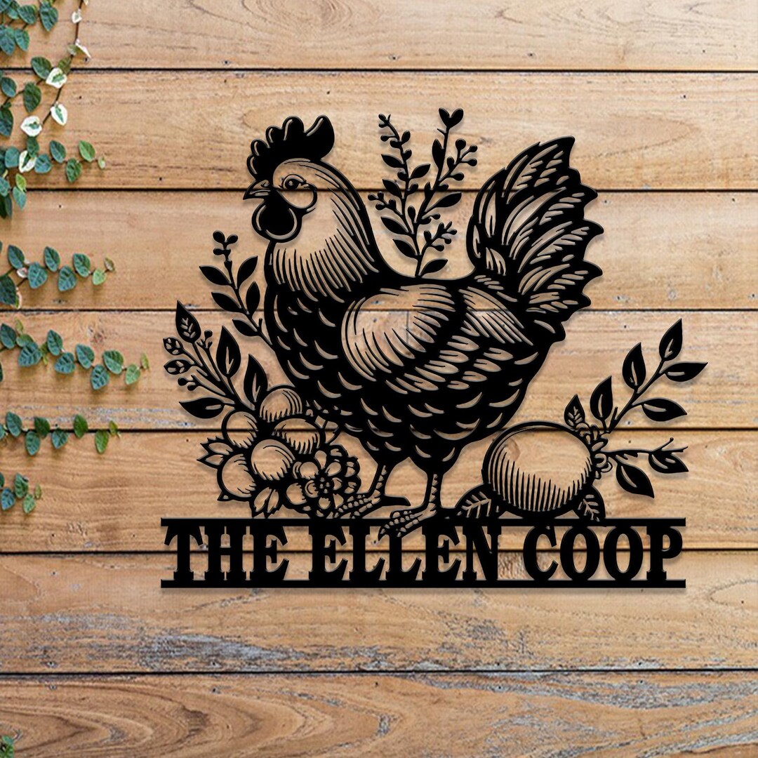 Personalized Floral Chicken Farm Sign With Lights, Hen House Decoration ...
