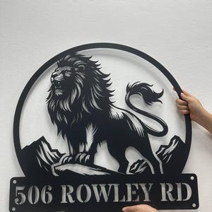 Personalized Lion Metal Wall Sign, Custom Text Mountain Lion Wall Art ...