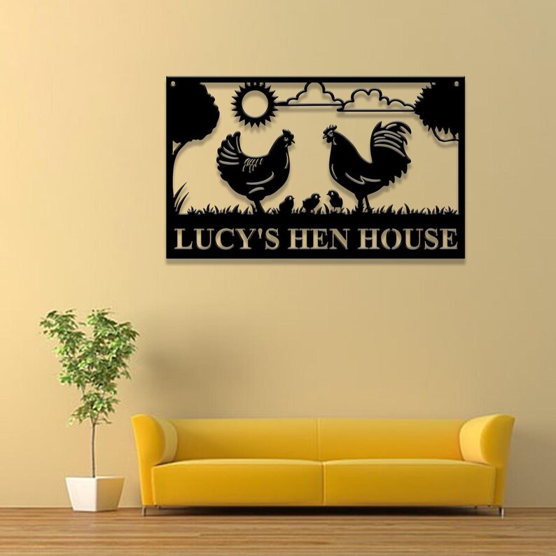 Personalized Hen House Sign With LED Light, Custom Chicken Coop Metal ...