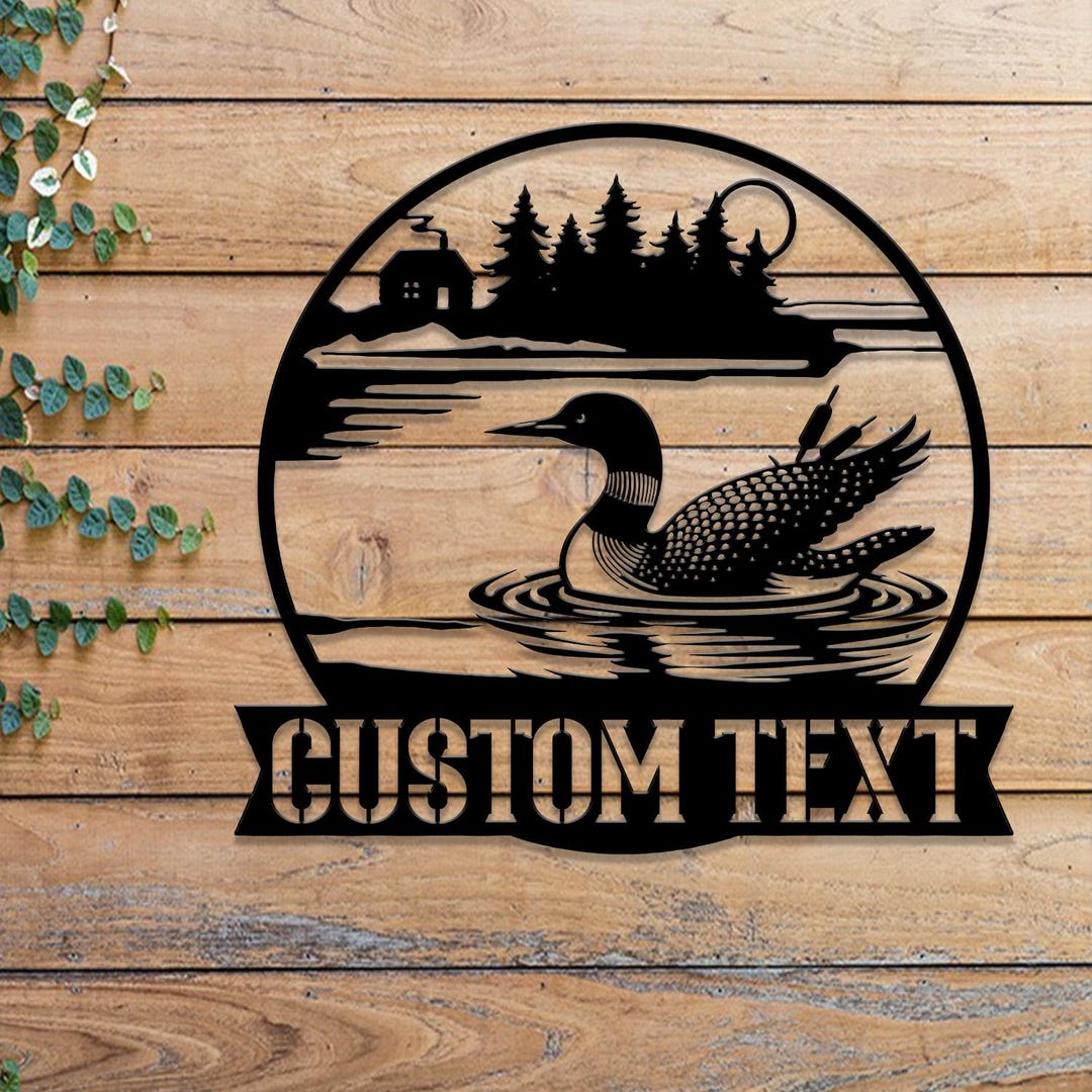 Personalized Loon Metal Sign, Custom Lake House Duck Decor, Pond Art ...