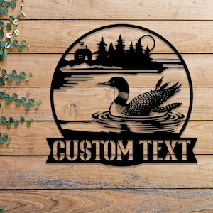 Personalized Loon Metal Sign, Custom Lake House Duck Decor, Pond Art ...