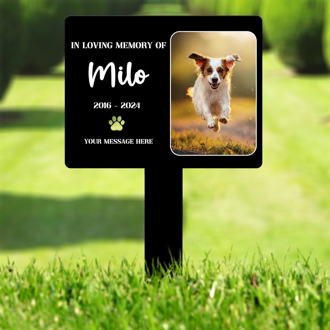 Personalized Photo Dog Loss Memorial Stake, Custom Pet Grave Marker ...