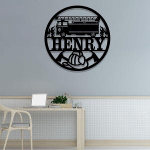 Custom Firefighter Name Sign, Personalized Metal Wall Art for ...