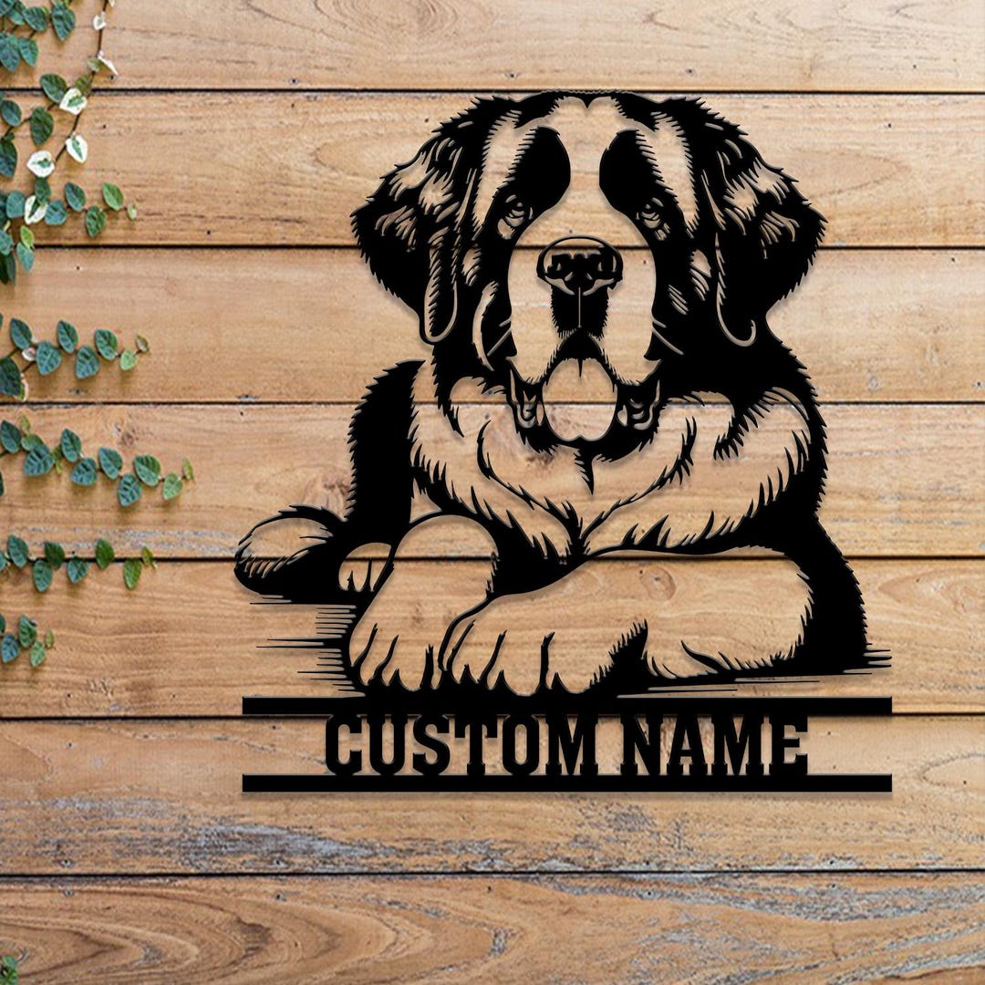 Custom Metal Saint Bernard Sign With LED Light, Saint Bernard Name Gift ...