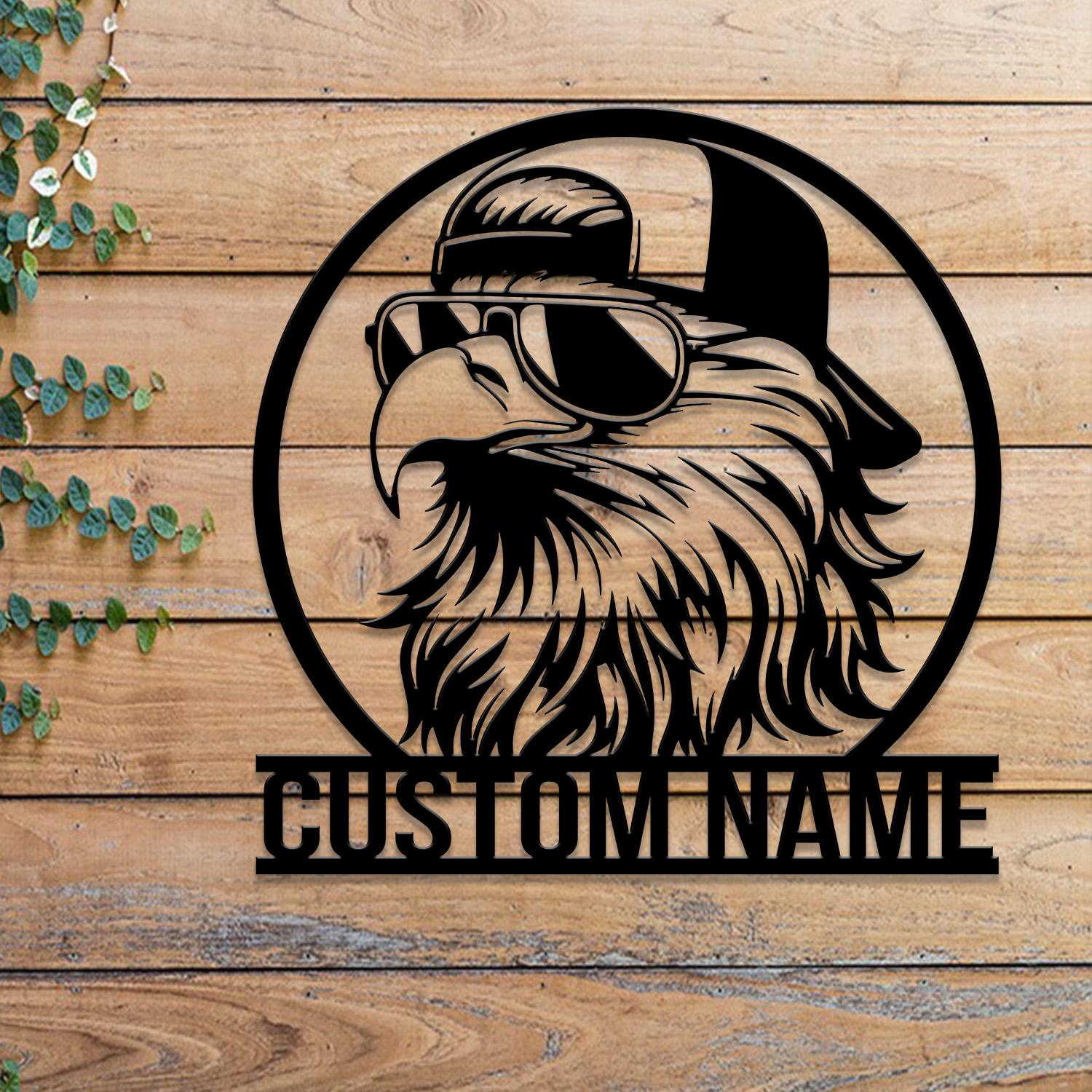 Custom Bald Eagle Mullet Trucker Hat Metal Sign With LED Lights, Metal ...