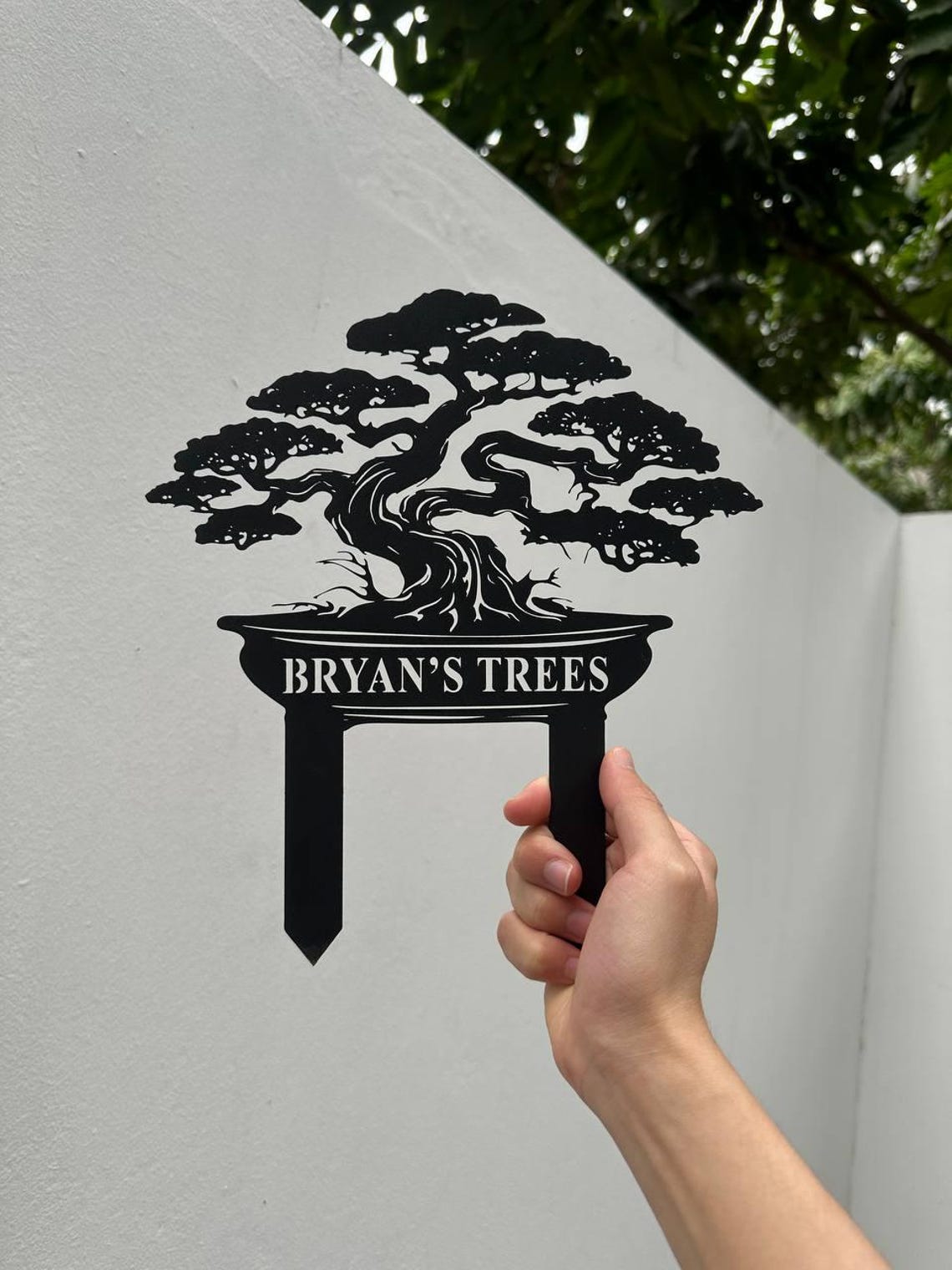 Personalized Bonsai Garden Sign, Custom Metal Garden Stake, Bonsai Tree ...