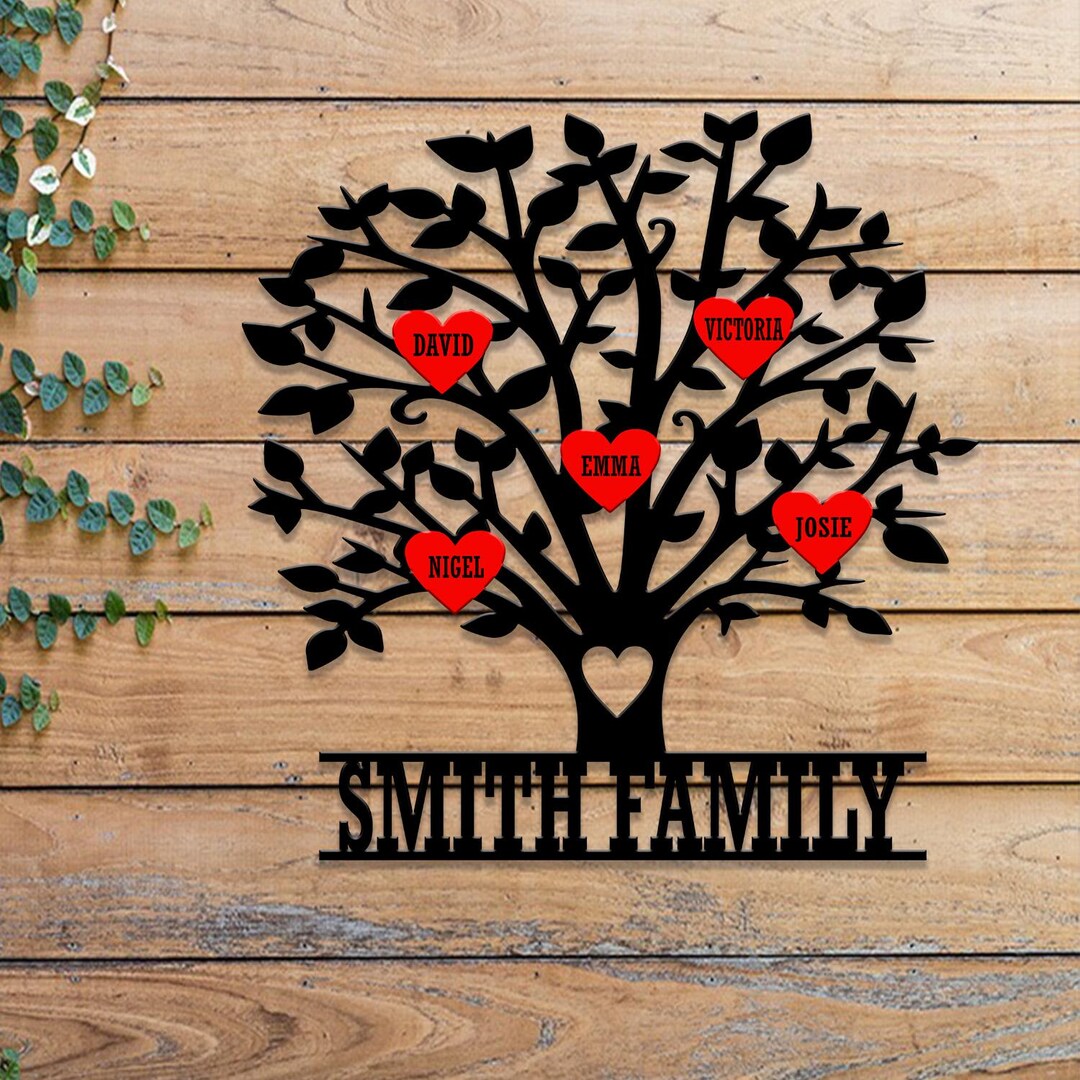Personalized Family Tree Metal Sign, Custom Family Name Wall Art ...