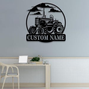 Custom Tractor Driver Metal Wall Art With LED Light - Personalized Farm ...