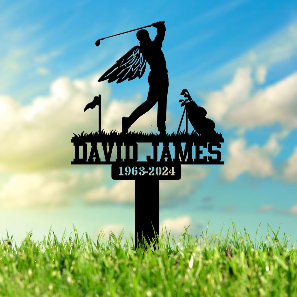 Personalized Golfing in Heaven Memorial Stake Metal, Golfer Memorial ...