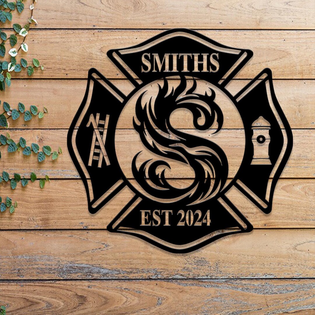 Personalized Fireman Metal Sign, Custom Maltese Cross Sign, Firefighter ...