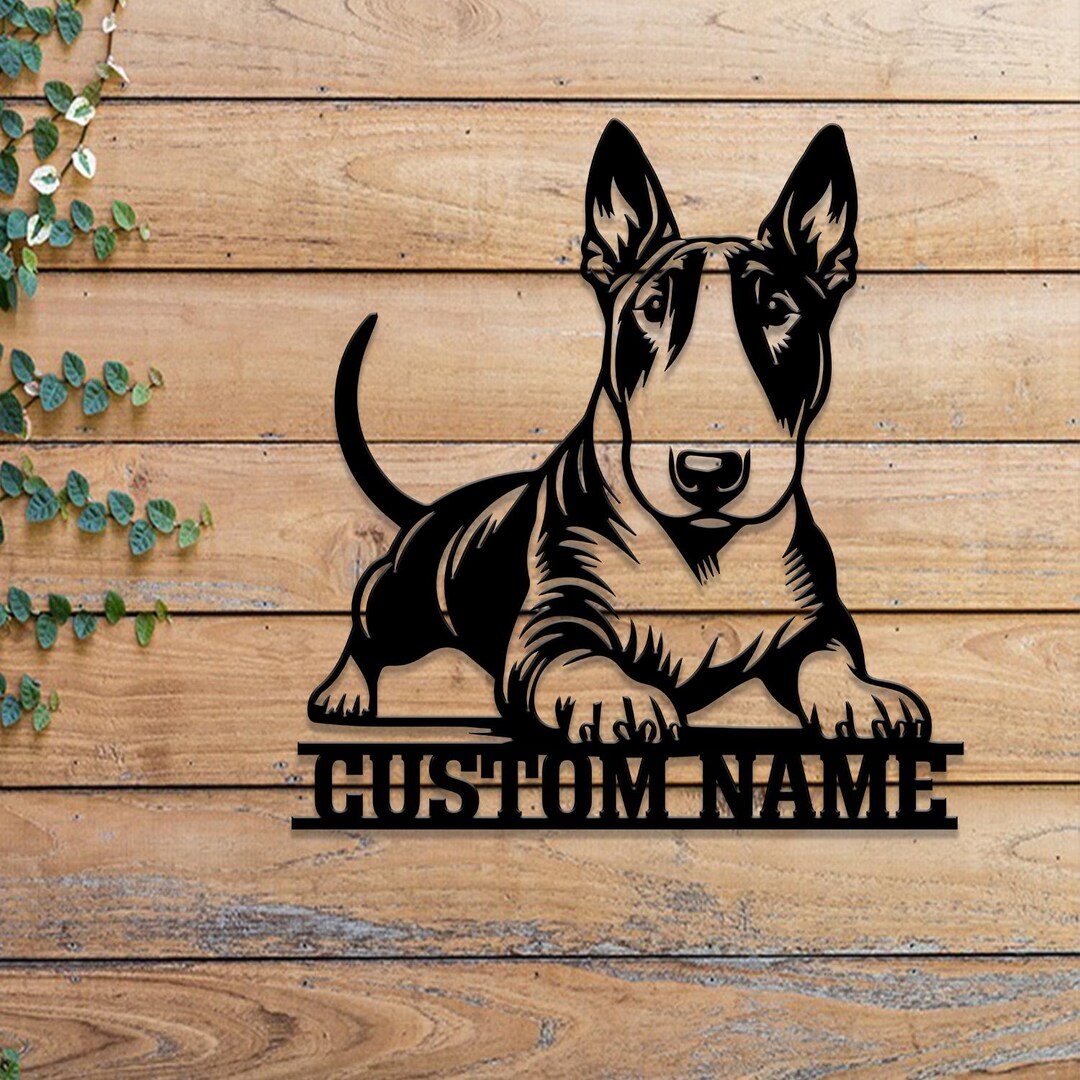 Custom Metal Bull Terrier Sign With LED Light, Family Name Gift for Dog ...