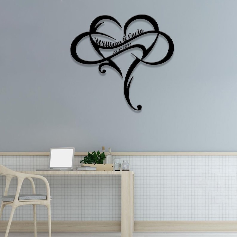 Personalized Infinity Heart Led Light Metal Sign, Couple Name Sign ...