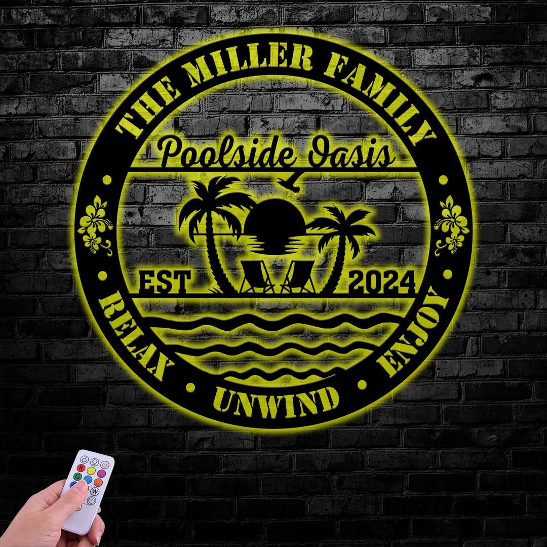 Personalized Tropical Backyard Sign With LED Light, Custom Backyard ...