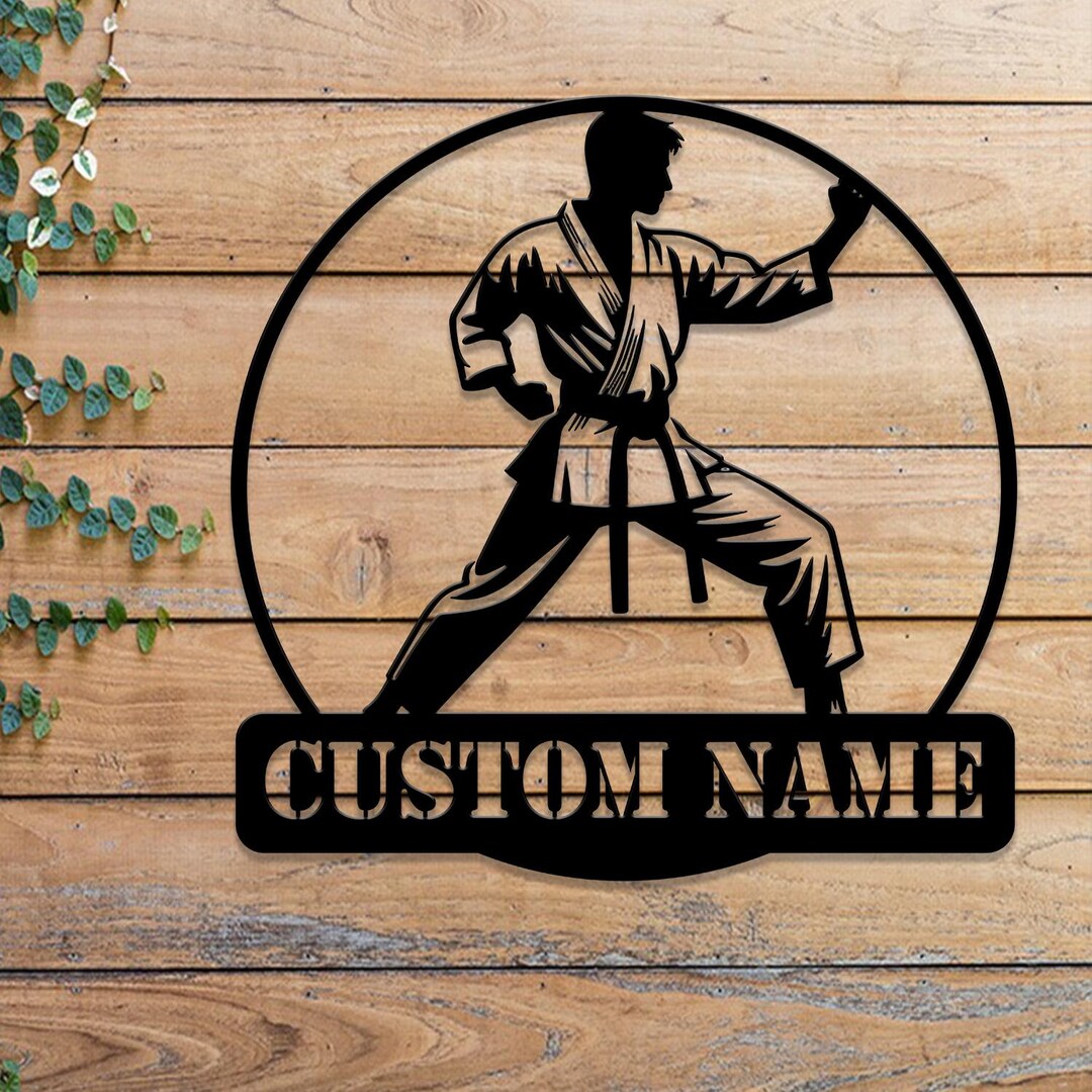 Personalized Boy Karate Metal Wall Art LED Light, Custom Martial Arts ...
