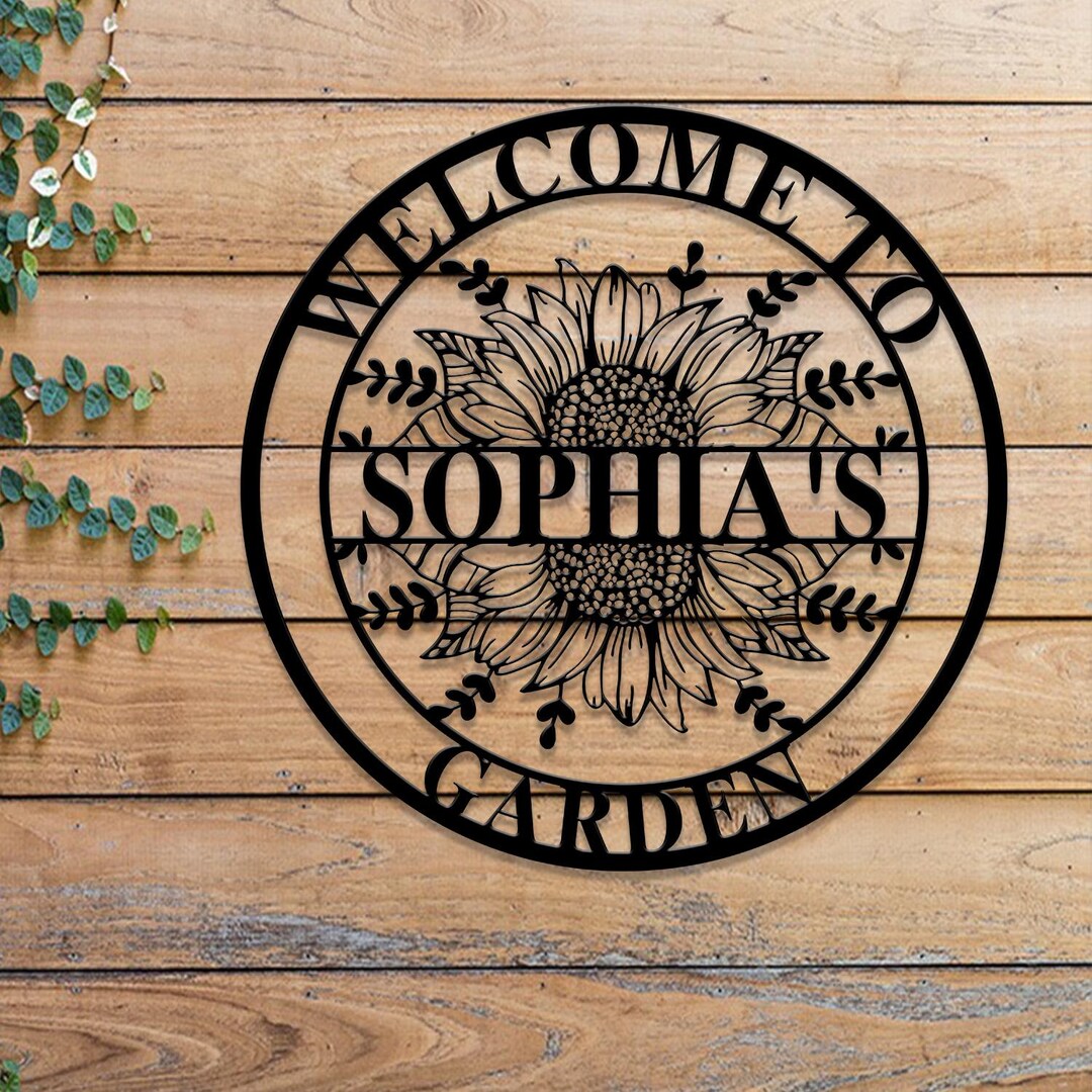Personalized Sunflower Garden Sign, Custom Metal Garden Sign, Lawn ...