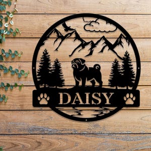 Personalized Pug Metal Sign, Custom Dog Name Sign, Dog Memorial Gift ...