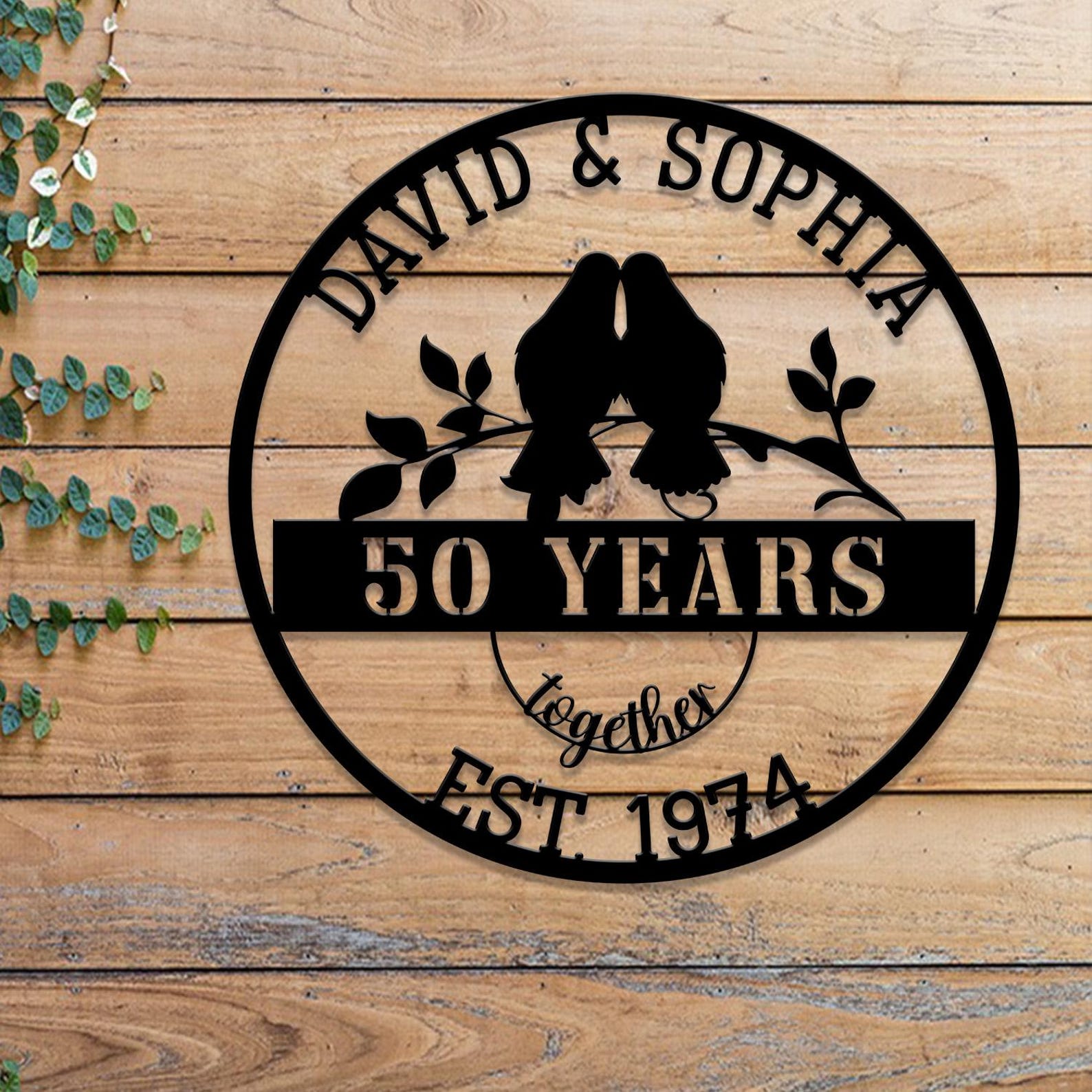 Custom 50 Years Together Anniversary Sign - Personalized Couple Name ...