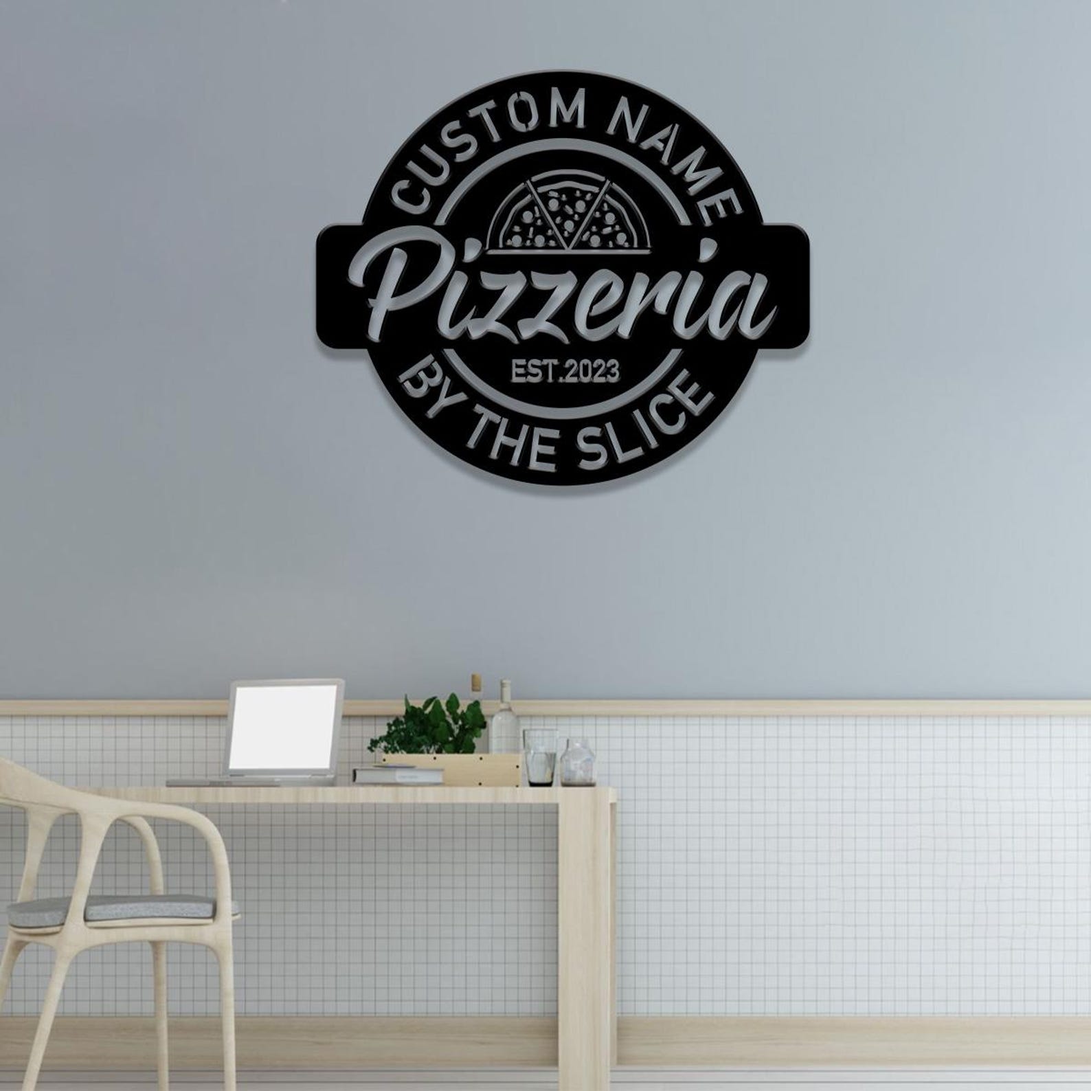 Personalized Pizza Sign, Custom Pizzeria Metal Decor, Restaurant & Shop ...