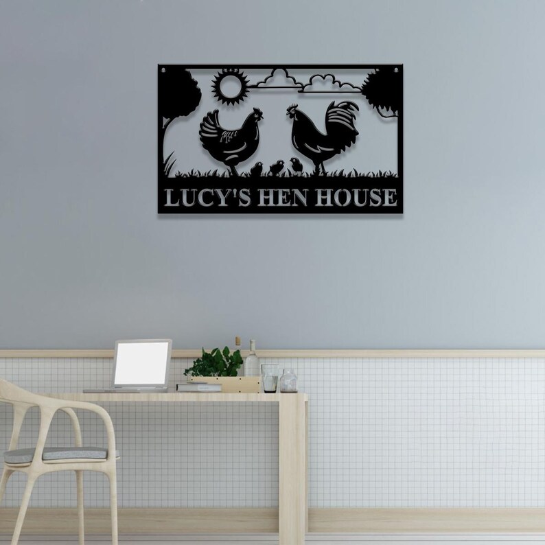 Personalized Hen House Sign With LED Light, Custom Chicken Coop Metal ...