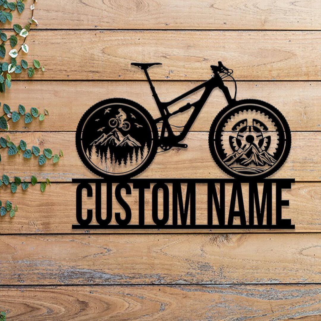 Custom Cyclist Mountain Bike Metal Sign With LED Light, Personalized ...
