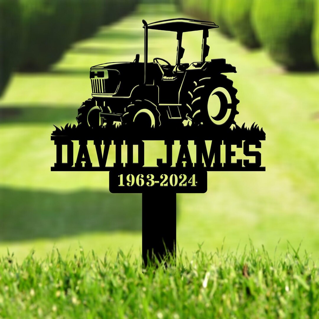 Custom Tractor Memorial Plaque Stake, Memorial Grave Marker, Tractor ...