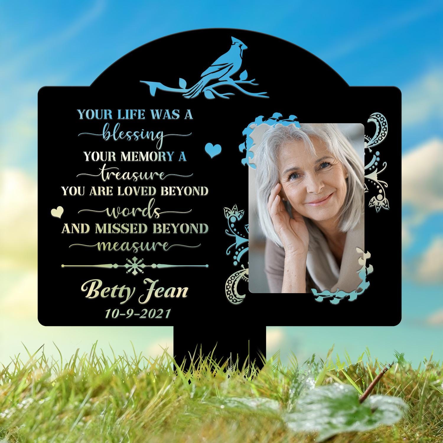 Custom Photo Grave Marker, Temporary Grave Marker With Photo, Outdoor ...