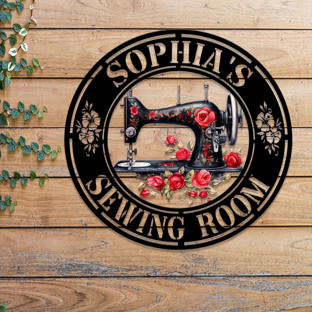 Personalized Name Sewing Machine Metal Sign, Custom Quilting Decor ...