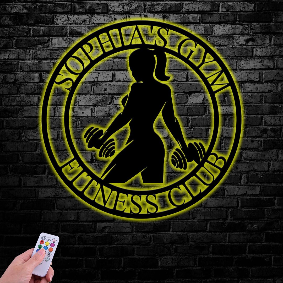 Personalized Women's Fitness Club Sign With LED Light, Custom Metal Gym ...