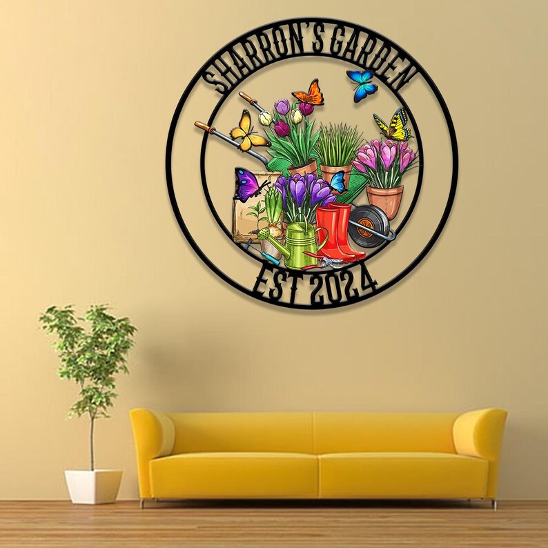 Custom Name Garden Tools Sign, Custom Metal Hanging Garden Plaque ...
